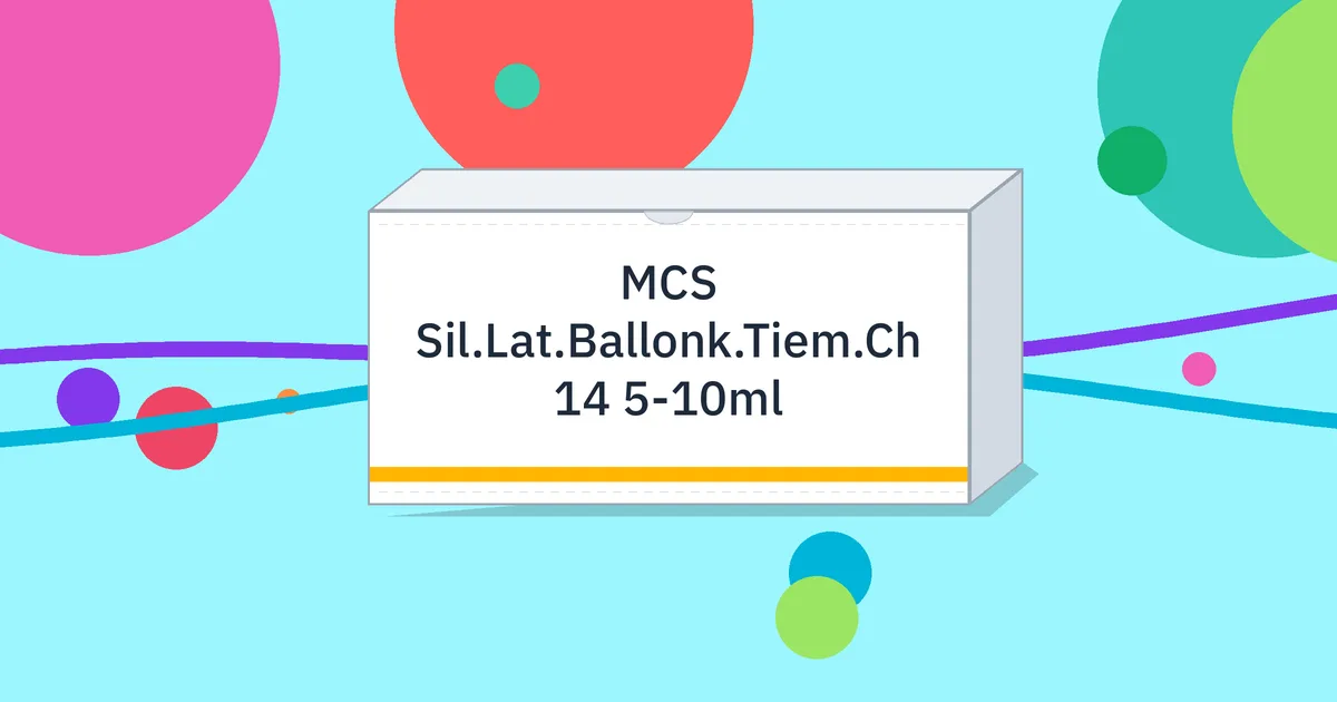 Symbolbild: Packung mit der Aufschrift MCS Sil.Lat.Ballonk.Tiem.Ch 14 5-10ml (PZN 04797656) – Verfügbarkeit und Bezug in Apotheken in Frankfurt am Main