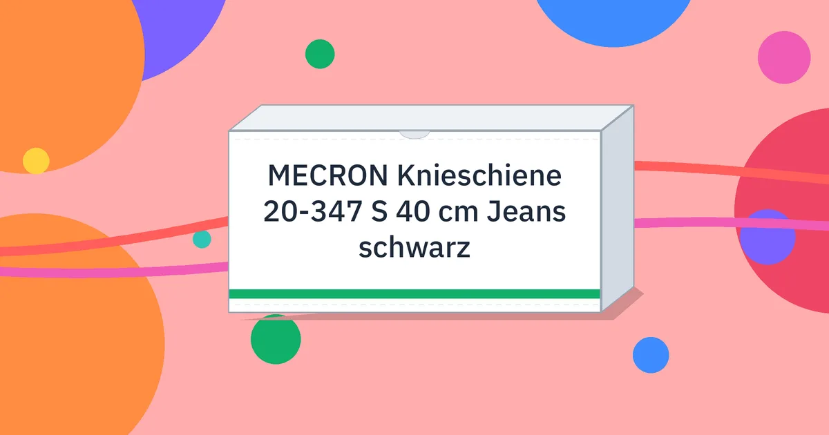 Symbolbild: Packung mit der Aufschrift MECRON Knieschiene 20-347 S 40 cm Jeans schwarz (PZN 02909967) – Verfügbarkeit und Bezug in Apotheken in Frankfurt am Main