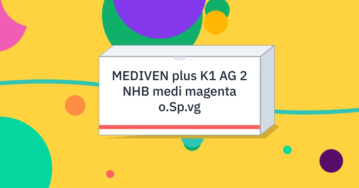 Symbolbild: Packung mit der Aufschrift MEDIVEN plus K1 AG 2 NHB medi magenta o.Sp.vg (PZN 15921800) – Verfügbarkeit und Bezug in Apotheken in Frankfurt am Main
