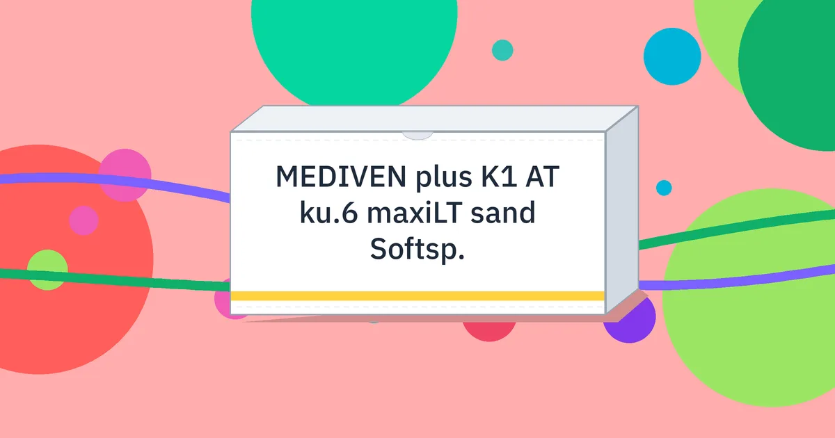 Symbolbild: Packung mit der Aufschrift MEDIVEN plus K1 AT ku.6 maxiLT sand Softsp. (PZN 18942926) – Verfügbarkeit und Bezug in Apotheken in Frankfurt am Main