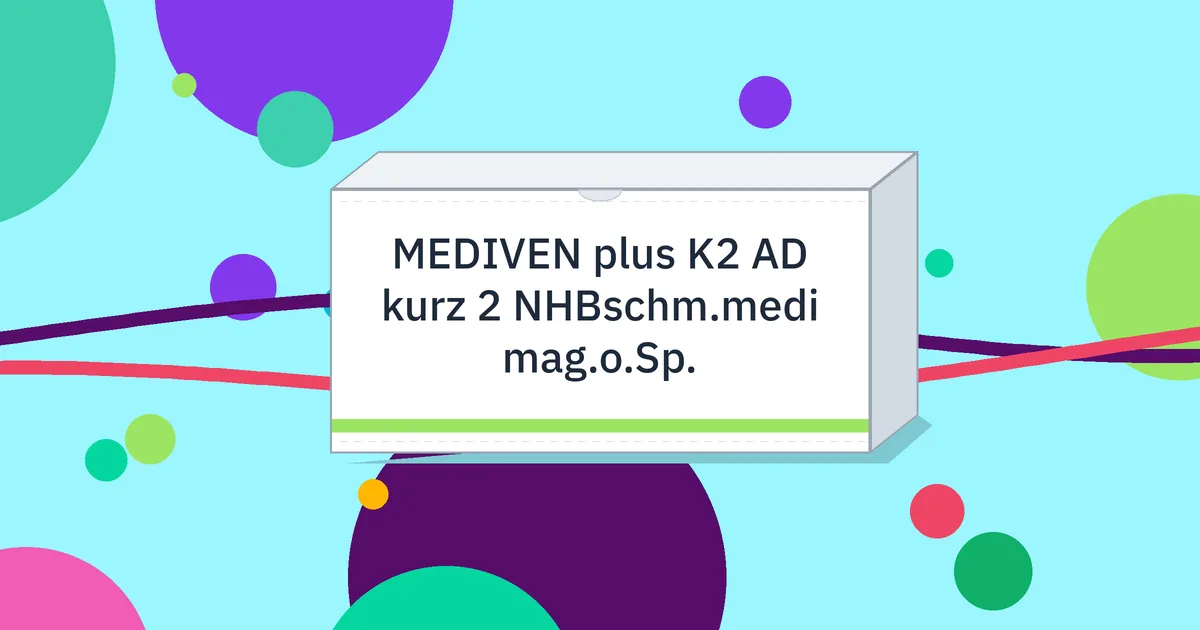 Symbolbild: Packung mit der Aufschrift MEDIVEN plus K2 AD kurz 2 NHBschm.medi mag.o.Sp. (PZN 15926625) – Verfügbarkeit und Bezug in Apotheken in Frankfurt am Main