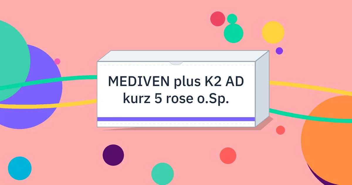 Symbolbild: Packung mit der Aufschrift MEDIVEN plus K2 AD kurz 5 rose o.Sp. (PZN 15097011) – Verfügbarkeit und Bezug in Apotheken in Frankfurt am Main