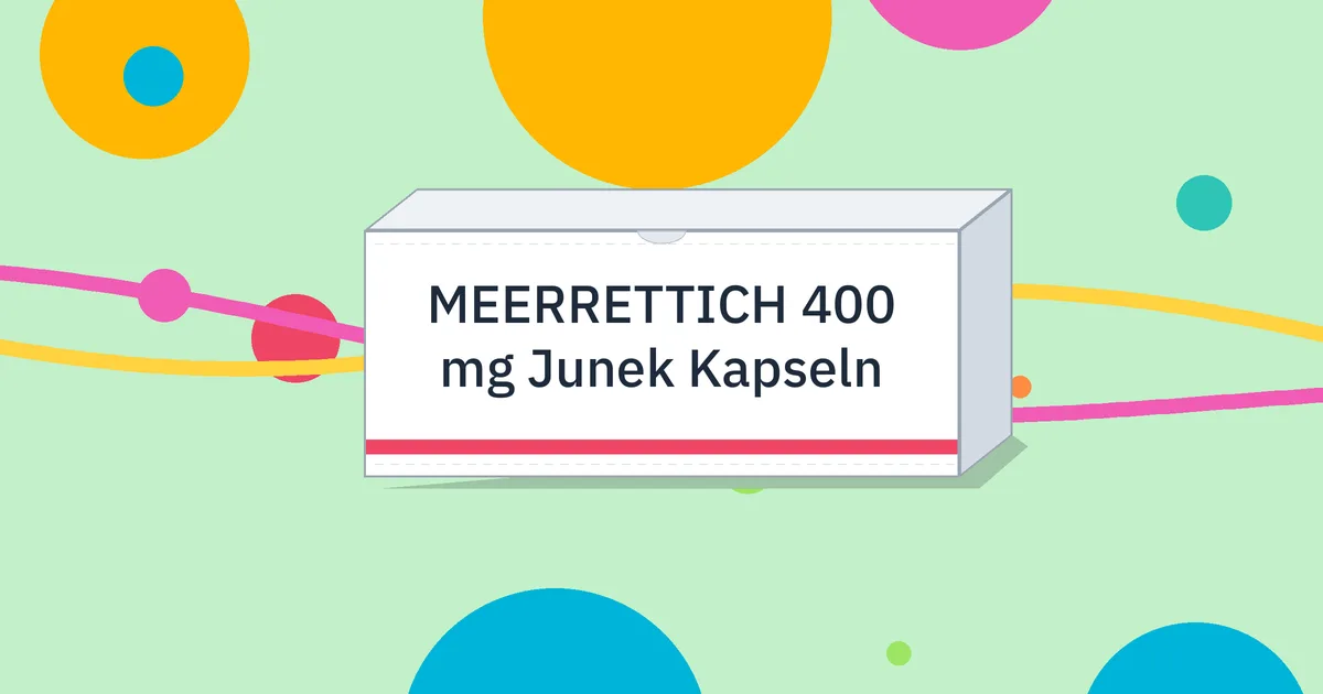 Symbolbild: Packung mit der Aufschrift MEERRETTICH 400 mg Junek Kapseln (PZN 00138916) – Verfügbarkeit und Bezug in Apotheken in Frankfurt am Main