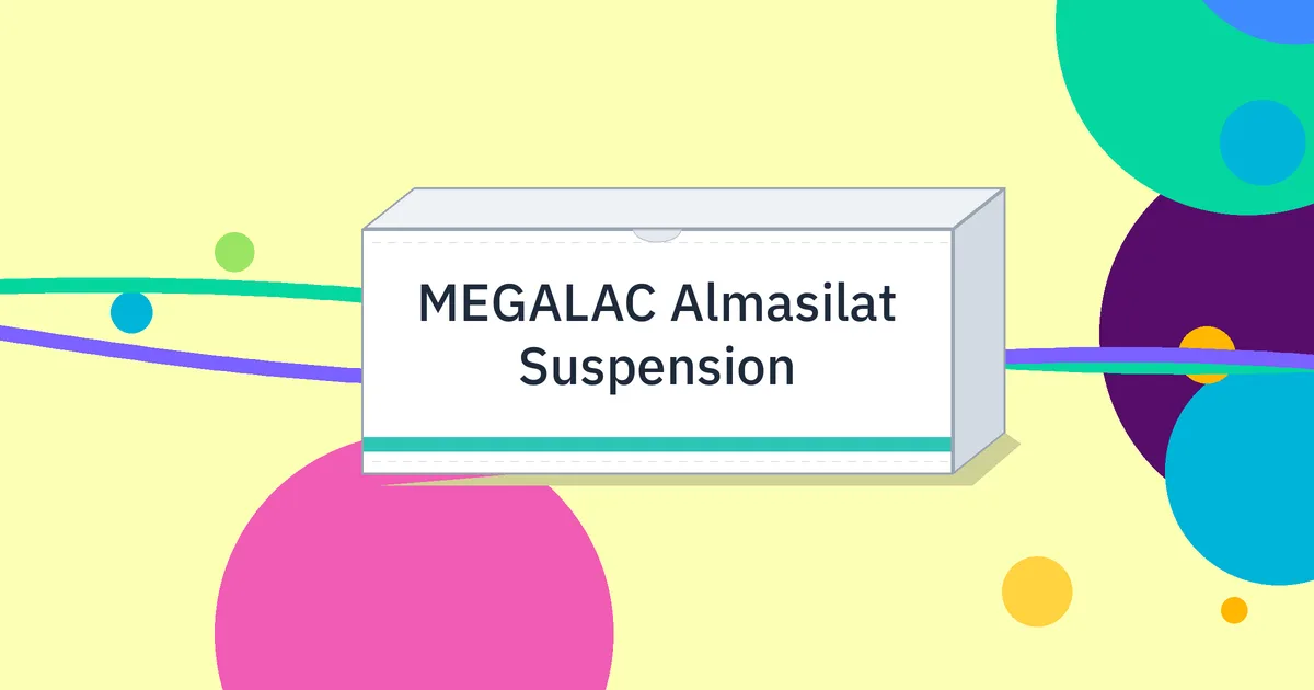 Symbolbild: Packung mit der Aufschrift MEGALAC Almasilat Suspension (PZN 04678414) – Verfügbarkeit und Bezug in Apotheken in Frankfurt am Main