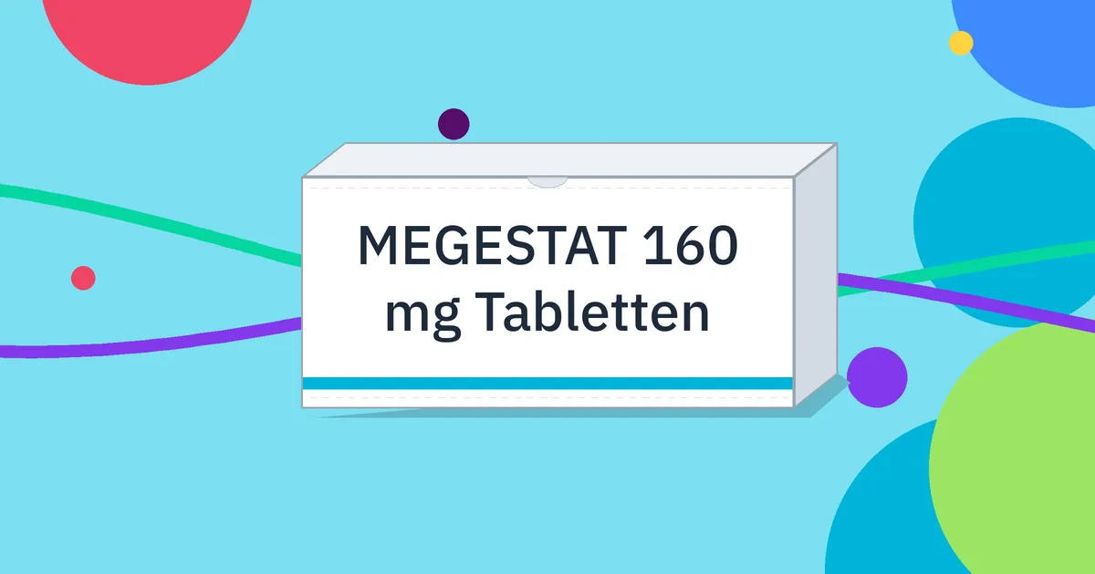 Symbolbild: Packung mit der Aufschrift MEGESTAT 160 mg Tabletten (PZN 17964179) – Verfügbarkeit und Bezug in Apotheken in Frankfurt am Main