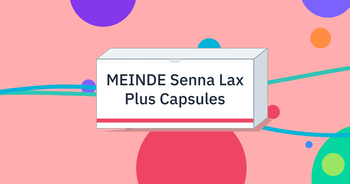 Symbolbild: Packung mit der Aufschrift MEINDE Senna Lax Plus Capsules (PZN 20103334) – Verfügbarkeit und Bezug in Apotheken in Frankfurt am Main