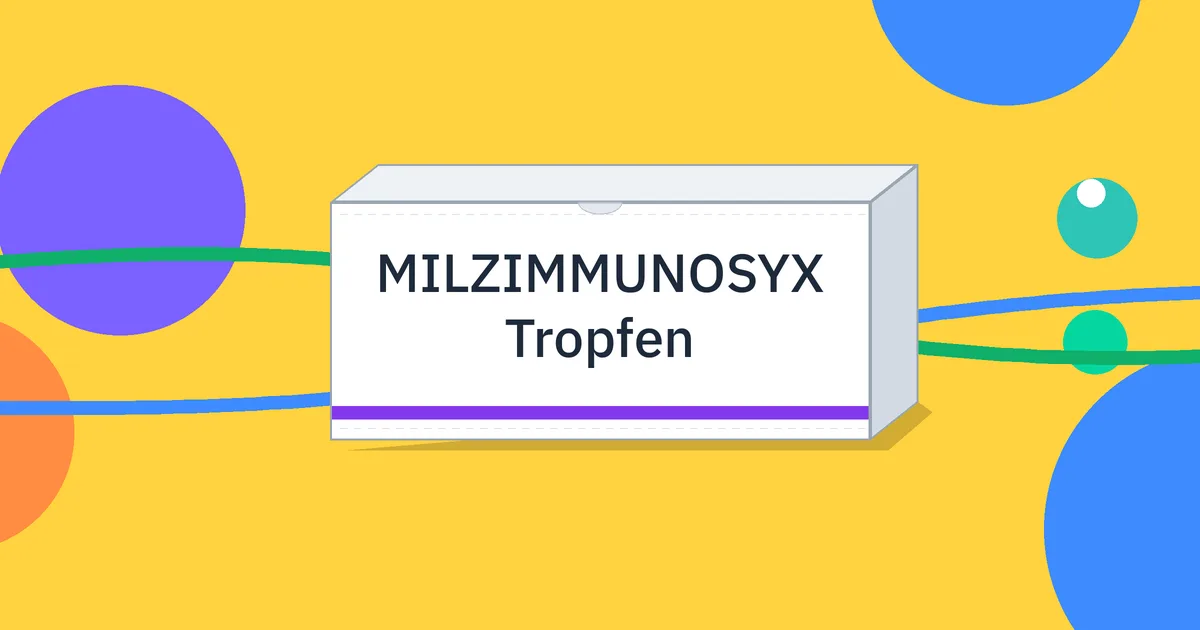 Symbolbild: Packung mit der Aufschrift MILZIMMUNOSYX Tropfen (PZN 03208818) – Verfügbarkeit und Bezug in Apotheken in Frankfurt am Main