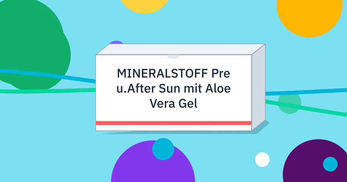 Symbolbild: Packung mit der Aufschrift MINERALSTOFF Pre u.After Sun mit Aloe Vera Gel (PZN 02735993) – Verfügbarkeit und Bezug in Apotheken in Frankfurt am Main