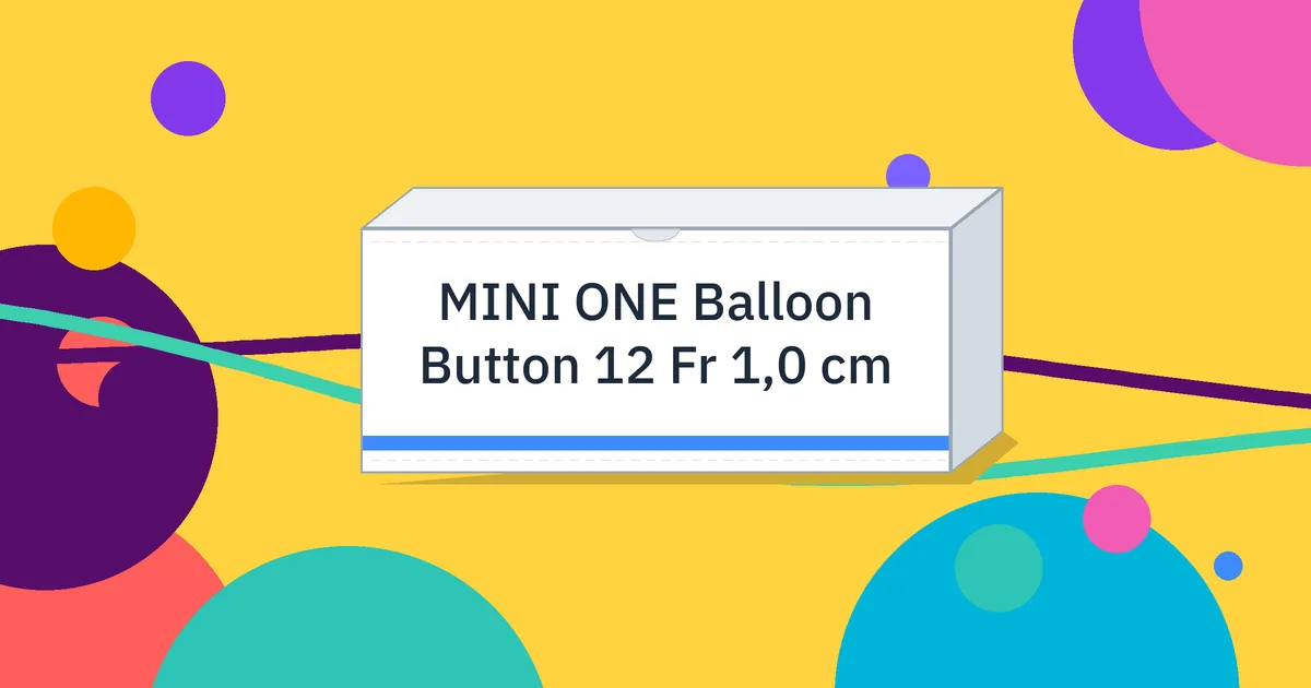 Symbolbild: Packung mit der Aufschrift MINI ONE Balloon Button 12 Fr 1,0 cm (PZN 14341673) – Verfügbarkeit und Bezug in Apotheken in Frankfurt am Main