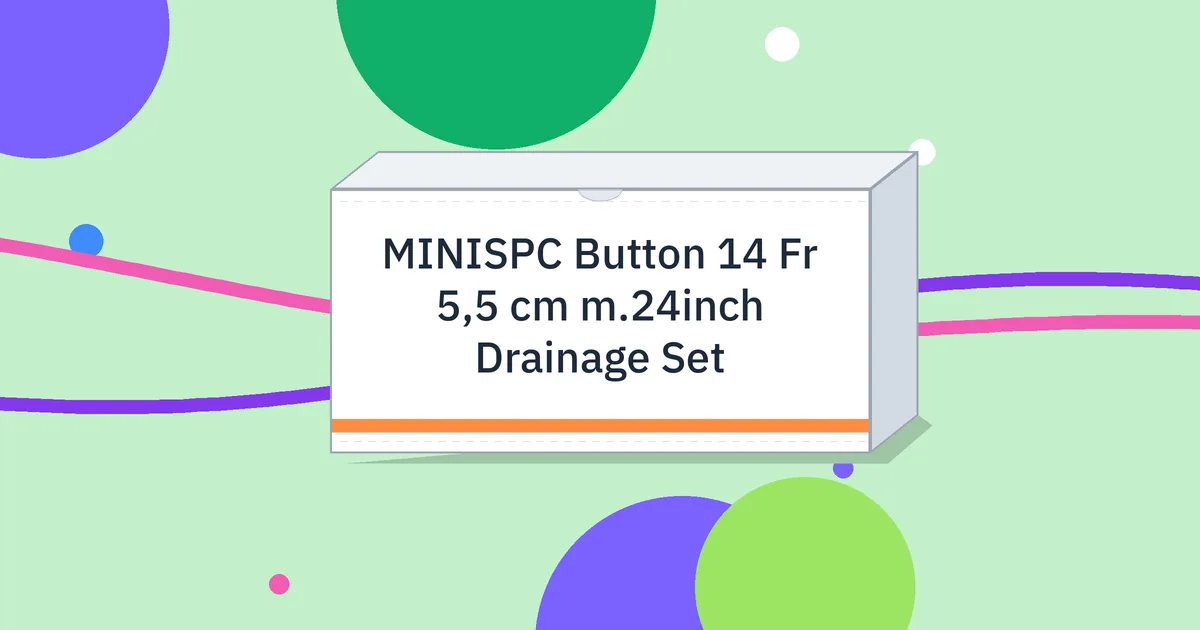 Symbolbild: Packung mit der Aufschrift MINISPC Button 14 Fr 5,5 cm m.24inch Drainage Set (PZN 20821839) – Verfügbarkeit und Bezug in Apotheken in Frankfurt am Main