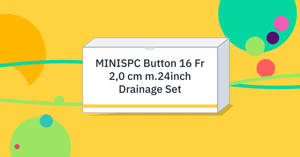 Symbolbild: Packung mit der Aufschrift MINISPC Button 16 Fr 2,0 cm m.24inch Drainage Set (PZN 20821957) – Verfügbarkeit und Bezug in Apotheken in Frankfurt am Main