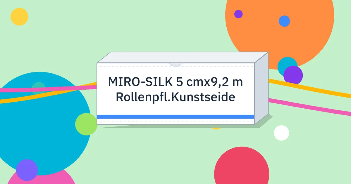 Symbolbild: Packung mit der Aufschrift MIRO-SILK 5 cmx9,2 m Rollenpfl.Kunstseide (PZN 01213169) – Verfügbarkeit und Bezug in Apotheken in Frankfurt am Main