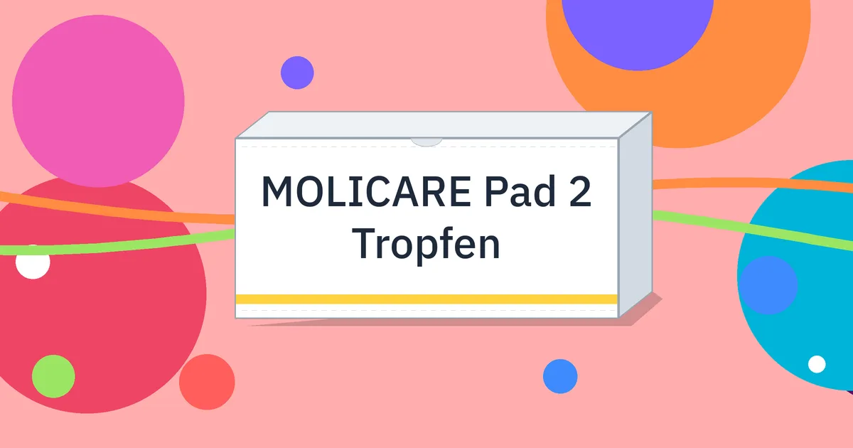 Symbolbild: Packung mit der Aufschrift MOLICARE Pad 2 Tropfen (PZN 13982453) – Verfügbarkeit und Bezug in Apotheken in Frankfurt am Main