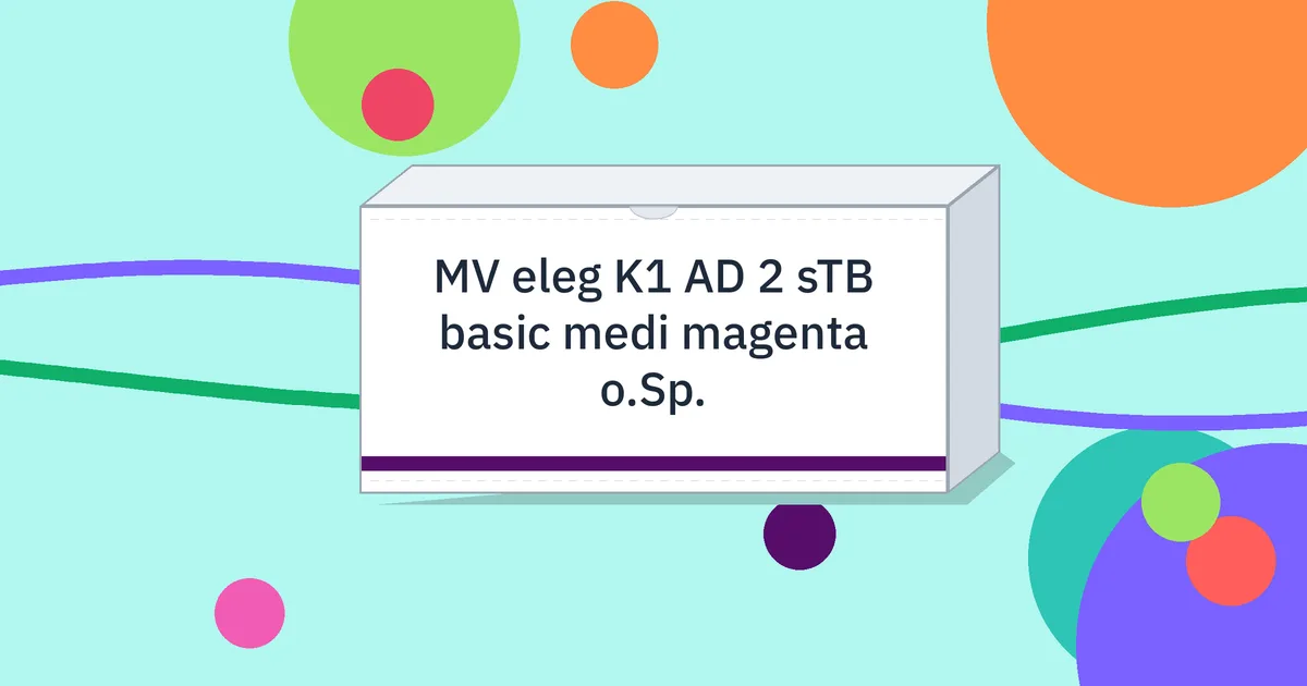 Symbolbild: Packung mit der Aufschrift MV eleg K1 AD 2 sTB basic medi magenta o.Sp. (PZN 14618809) – Verfügbarkeit und Bezug in Apotheken in Frankfurt am Main