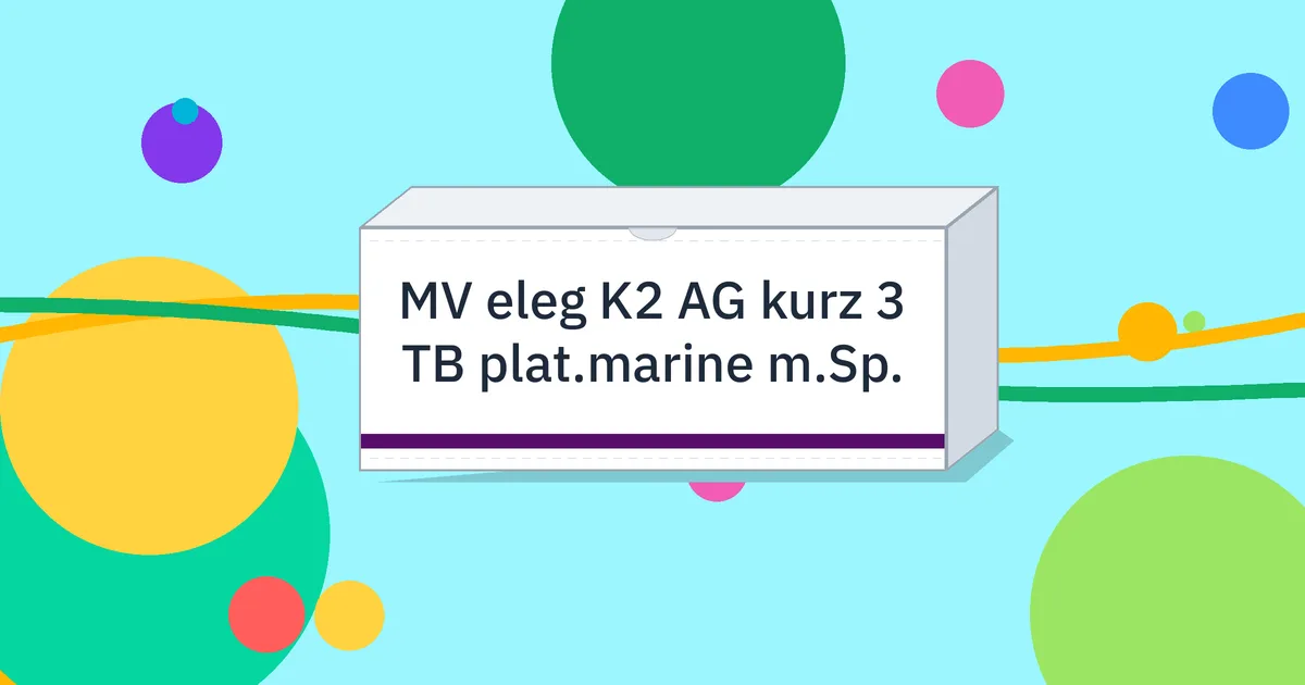Symbolbild: Packung mit der Aufschrift MV eleg K2 AG kurz 3 TB plat.marine m.Sp. (PZN 14604919) – Verfügbarkeit und Bezug in Apotheken in Frankfurt am Main