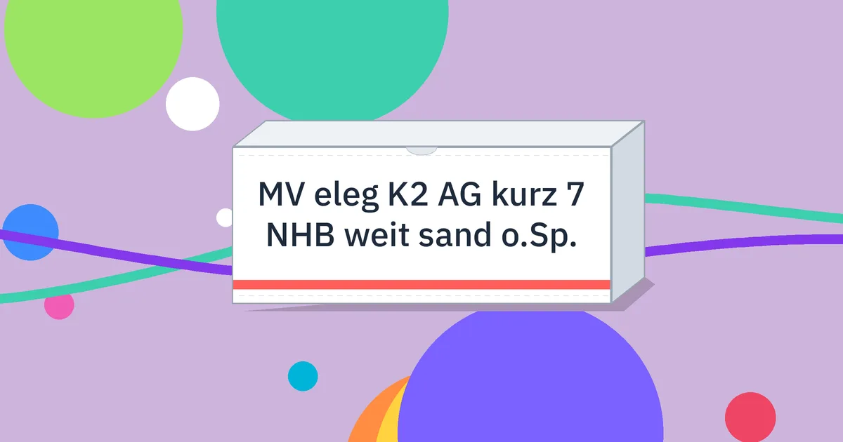 Symbolbild: Packung mit der Aufschrift MV eleg K2 AG kurz 7 NHB weit sand o.Sp. (PZN 18925201) – Verfügbarkeit und Bezug in Apotheken in Frankfurt am Main
