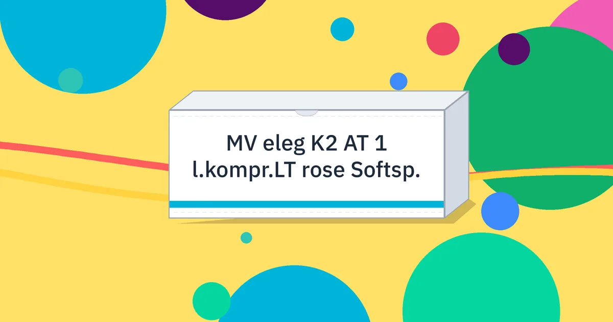 Symbolbild: Packung mit der Aufschrift MV eleg K2 AT 1 l.kompr.LT rose Softsp. (PZN 15286290) – Verfügbarkeit und Bezug in Apotheken in Frankfurt am Main