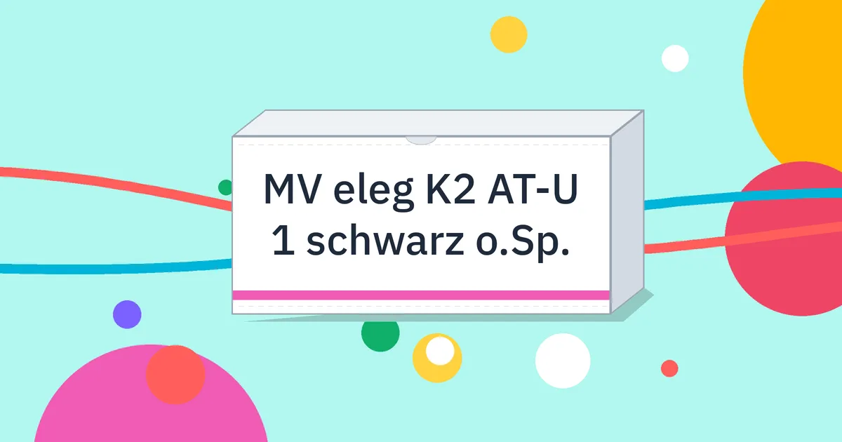 Symbolbild: Packung mit der Aufschrift MV eleg K2 AT-U 1 schwarz o.Sp. (PZN 00313845) – Verfügbarkeit und Bezug in Apotheken in Frankfurt am Main