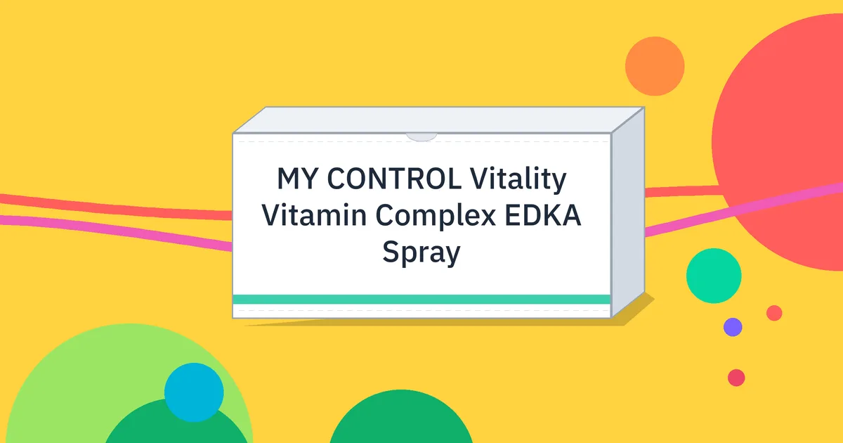 Symbolbild: Packung mit der Aufschrift MY CONTROL Vitality Vitamin Complex EDKA Spray (PZN 19548887) – Verfügbarkeit und Bezug in Apotheken in Frankfurt am Main