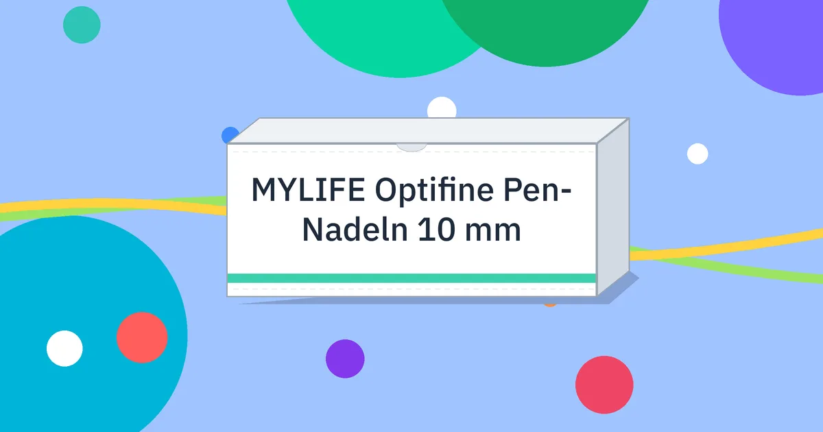 Symbolbild: Packung mit der Aufschrift MYLIFE Optifine Pen-Nadeln 10 mm (PZN 10257875) – Verfügbarkeit und Bezug in Apotheken in Frankfurt am Main