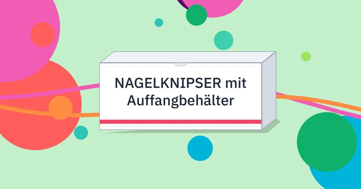 Symbolbild: Packung mit der Aufschrift NAGELKNIPSER mit Auffangbehälter (PZN 16786310) – Verfügbarkeit und Bezug in Apotheken in Frankfurt am Main