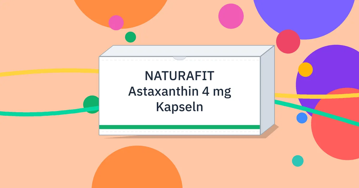Symbolbild: Packung mit der Aufschrift NATURAFIT Astaxanthin 4 mg Kapseln (PZN 11862354) – Verfügbarkeit und Bezug in Apotheken in Frankfurt am Main