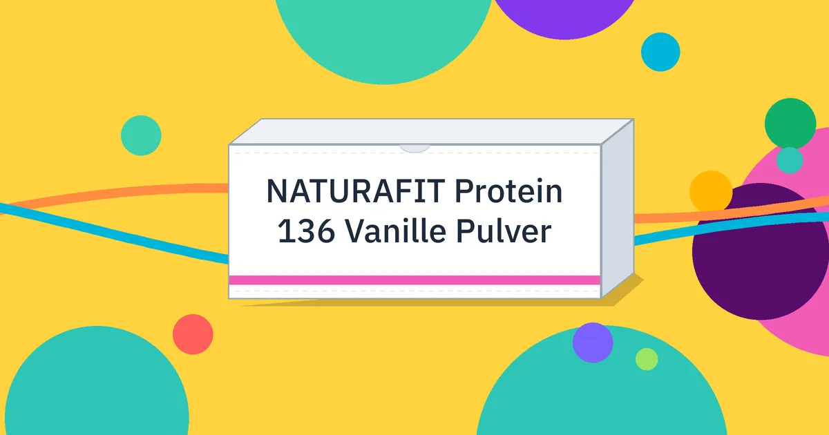 Symbolbild: Packung mit der Aufschrift NATURAFIT Protein 136 Vanille Pulver (PZN 13704808) – Verfügbarkeit und Bezug in Apotheken in Frankfurt am Main