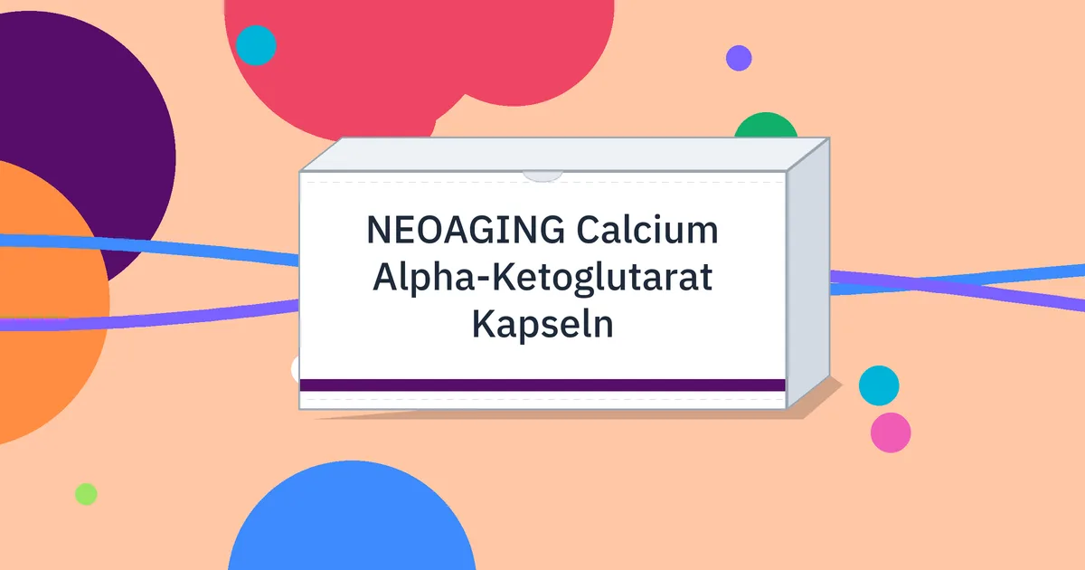 Symbolbild: Packung mit der Aufschrift NEOAGING Calcium Alpha-Ketoglutarat Kapseln (PZN 19491006) – Verfügbarkeit und Bezug in Apotheken in Frankfurt am Main