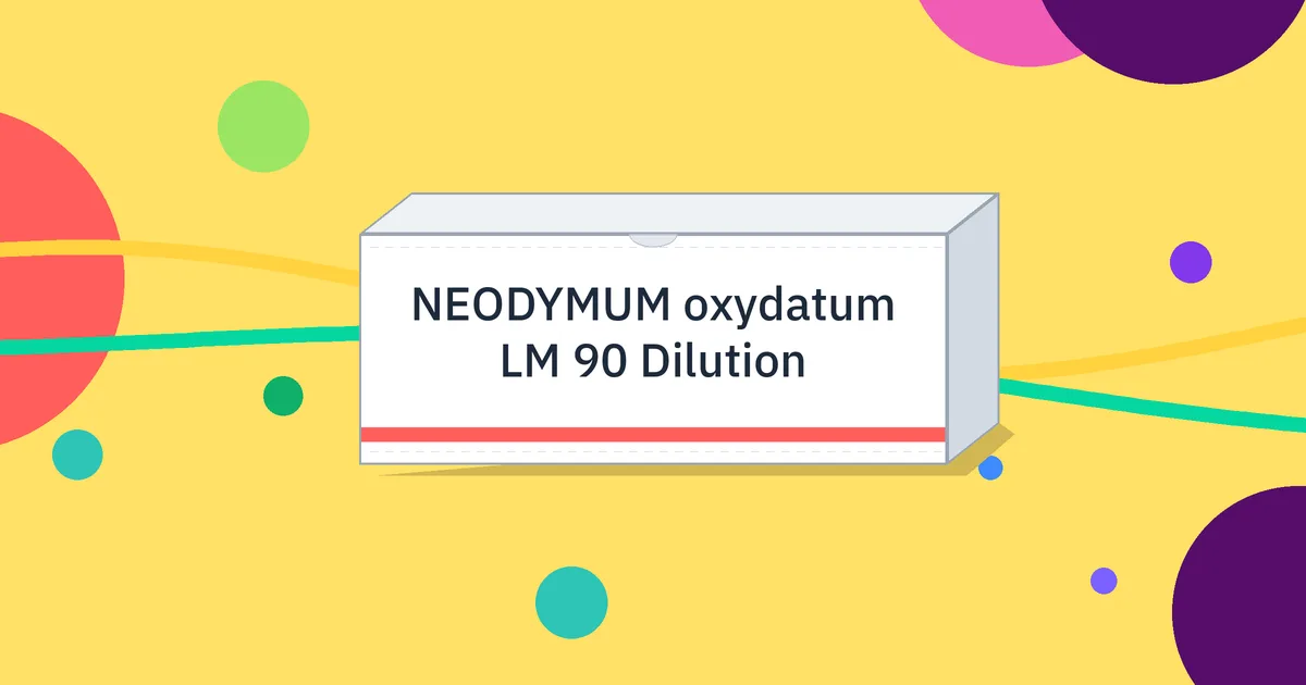 Symbolbild: Packung mit der Aufschrift NEODYMUM oxydatum LM 90 Dilution (PZN 13617989) – Verfügbarkeit und Bezug in Apotheken in Frankfurt am Main