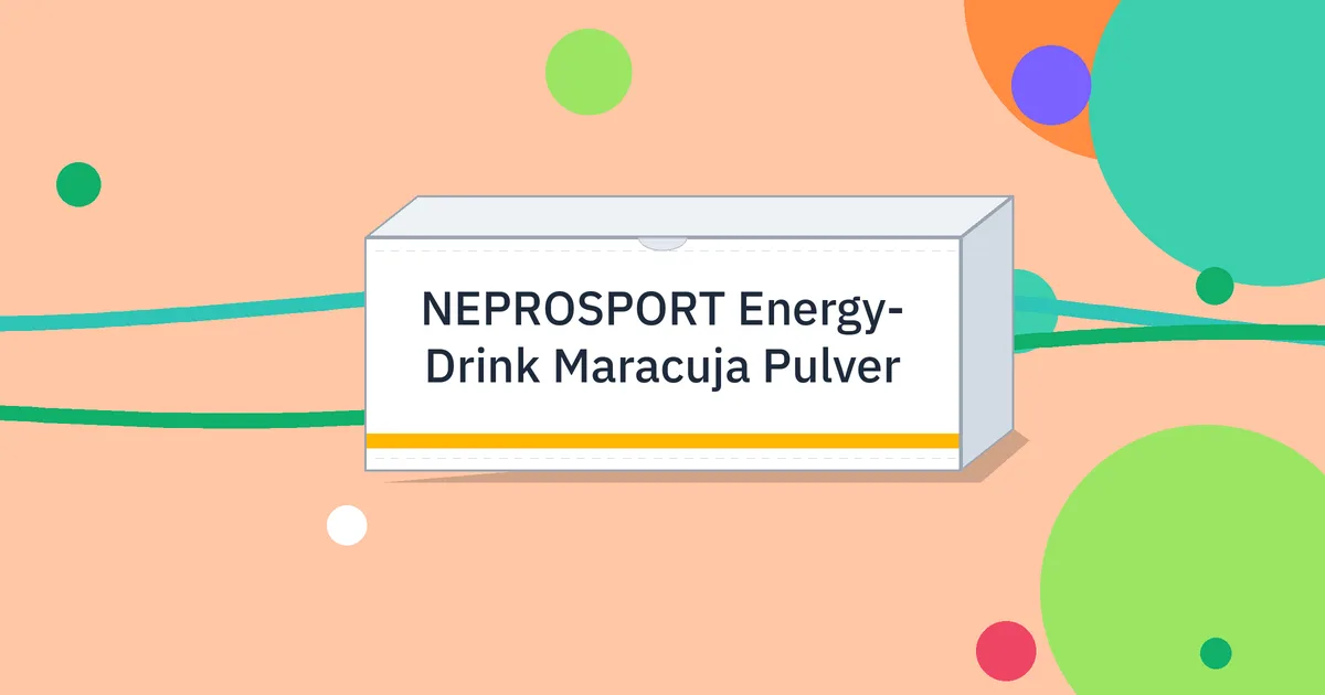 Symbolbild: Packung mit der Aufschrift NEPROSPORT Energy-Drink Maracuja Pulver (PZN 03422173) – Verfügbarkeit und Bezug in Apotheken in Frankfurt am Main