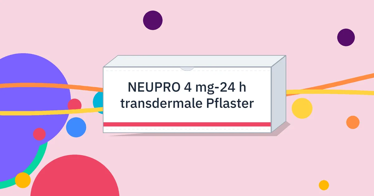 Symbolbild: Packung mit der Aufschrift NEUPRO 4 mg-24 h transdermale Pflaster (PZN 10420045) – Verfügbarkeit und Bezug in Apotheken in Frankfurt am Main