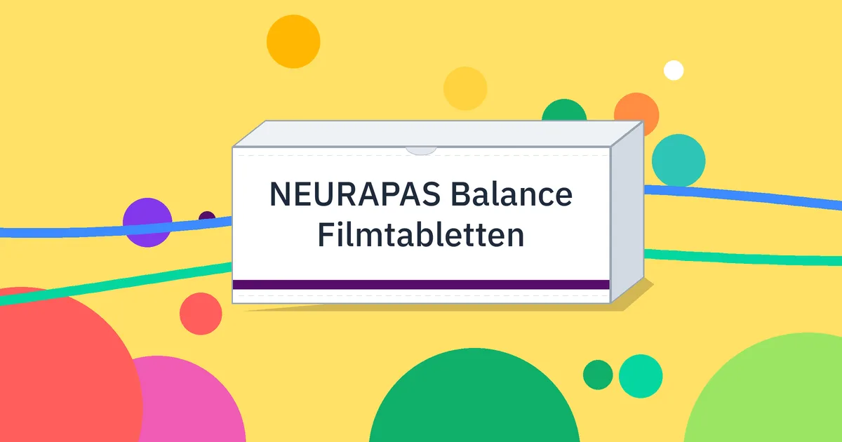 Symbolbild: Packung mit der Aufschrift NEURAPAS Balance Filmtabletten (PZN 01852449) – Verfügbarkeit und Bezug in Apotheken in Frankfurt am Main