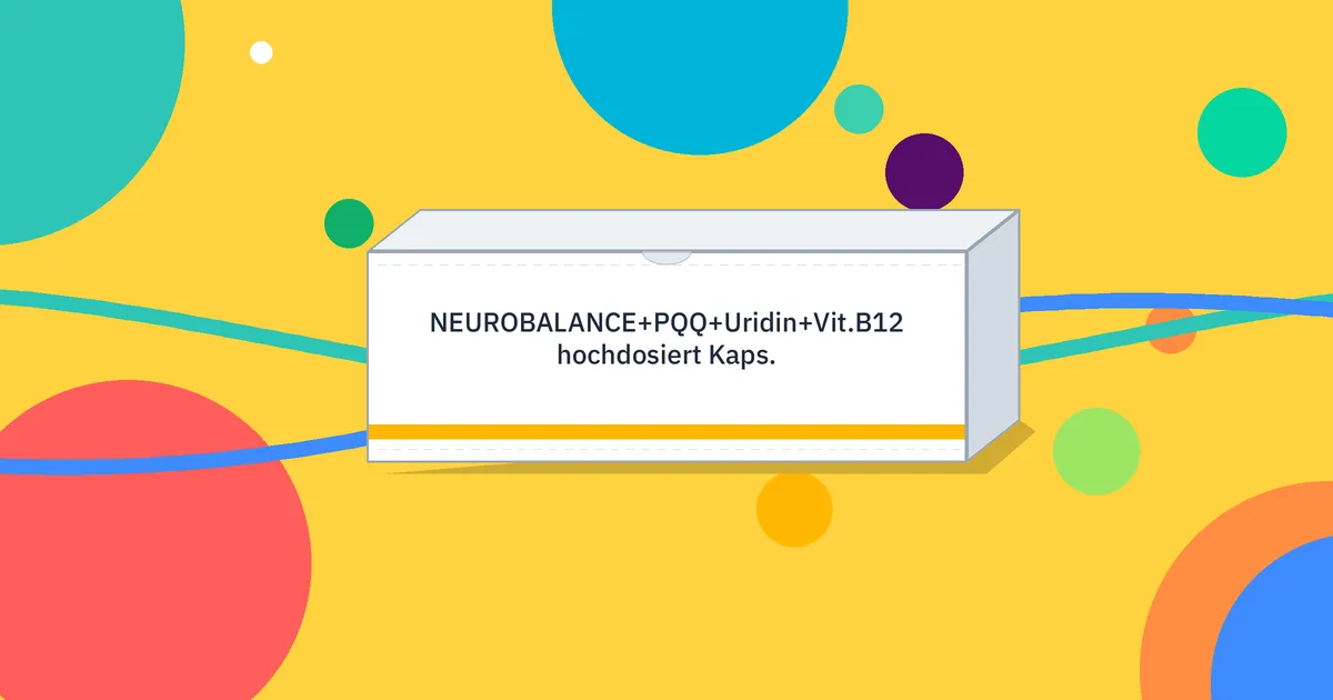 Symbolbild: Packung mit der Aufschrift NEUROBALANCE+PQQ+Uridin+Vit.B12 hochdosiert Kaps. (PZN 18677252) – Verfügbarkeit und Bezug in Apotheken in Frankfurt am Main