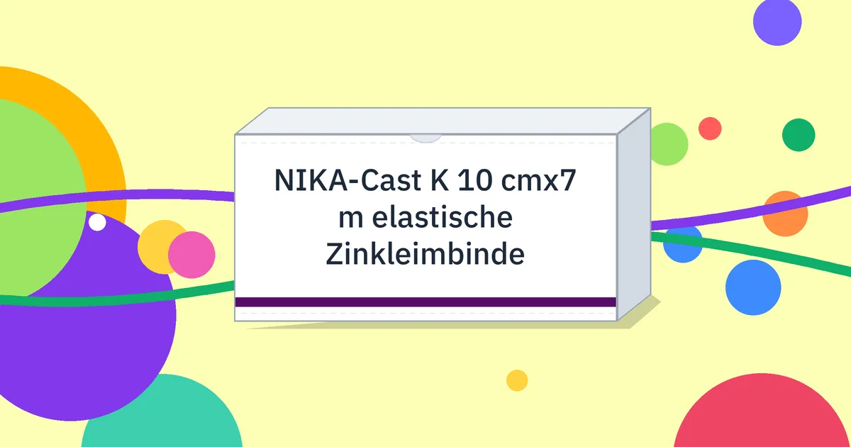 Symbolbild: Packung mit der Aufschrift NIKA-Cast K 10 cmx7 m elastische Zinkleimbinde (PZN 10320214) – Verfügbarkeit und Bezug in Apotheken in Frankfurt am Main