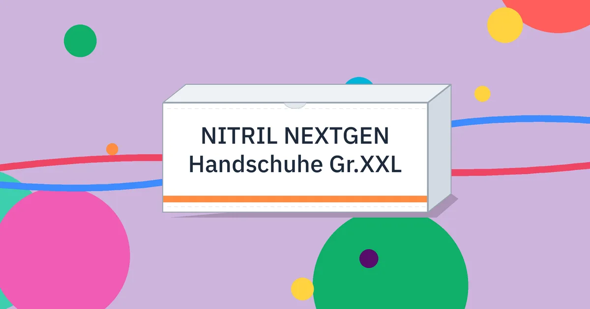 Symbolbild: Packung mit der Aufschrift NITRIL NEXTGEN Handschuhe Gr.XXL (PZN 18199568) – Verfügbarkeit und Bezug in Apotheken in Frankfurt am Main