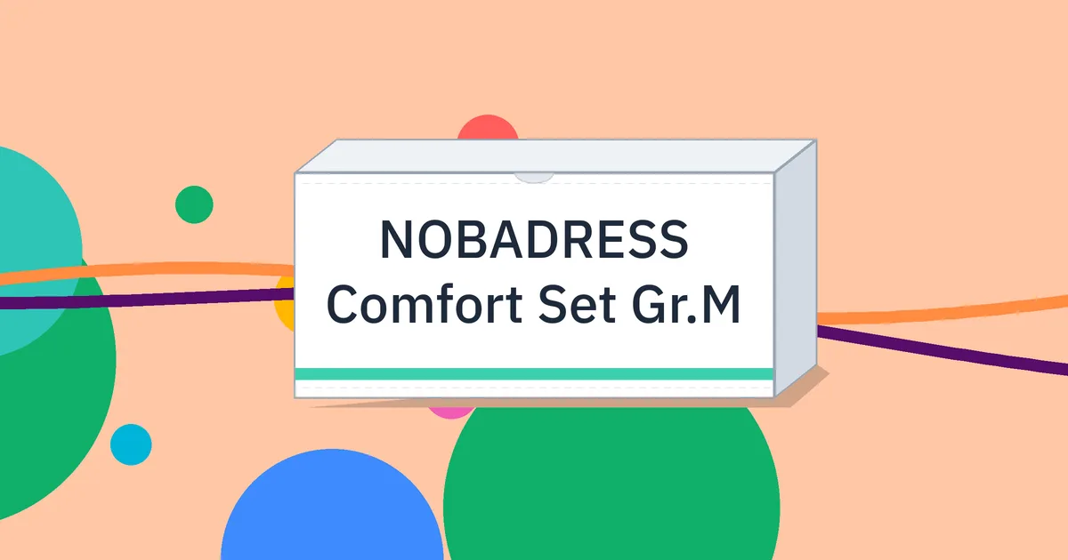 Symbolbild: Packung mit der Aufschrift NOBADRESS Comfort Set Gr.M (PZN 01127151) – Verfügbarkeit und Bezug in Apotheken in Frankfurt am Main