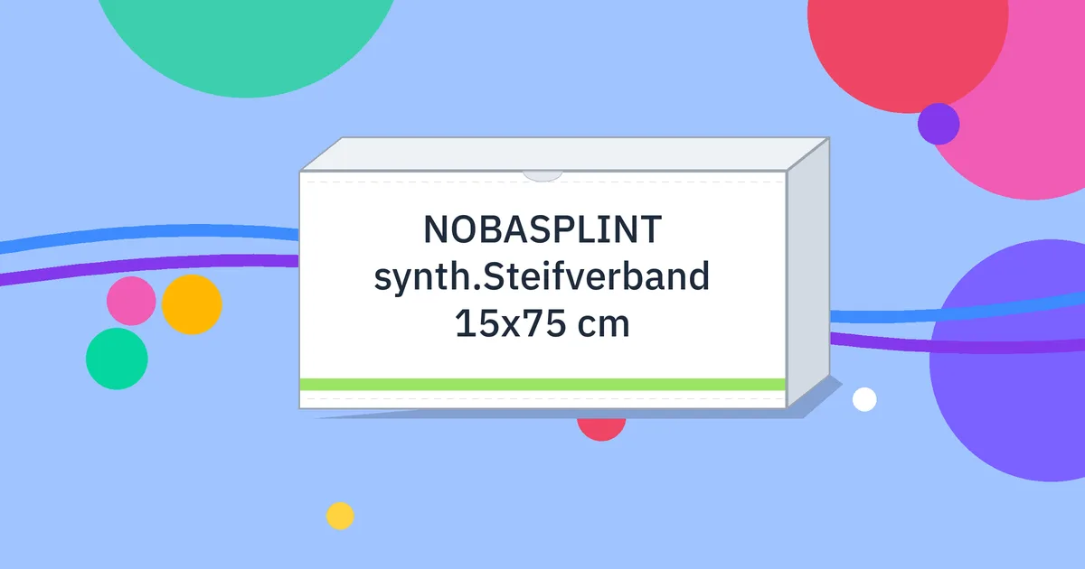Symbolbild: Packung mit der Aufschrift NOBASPLINT synth.Steifverband 15x75 cm (PZN 04407773) – Verfügbarkeit und Bezug in Apotheken in Frankfurt am Main