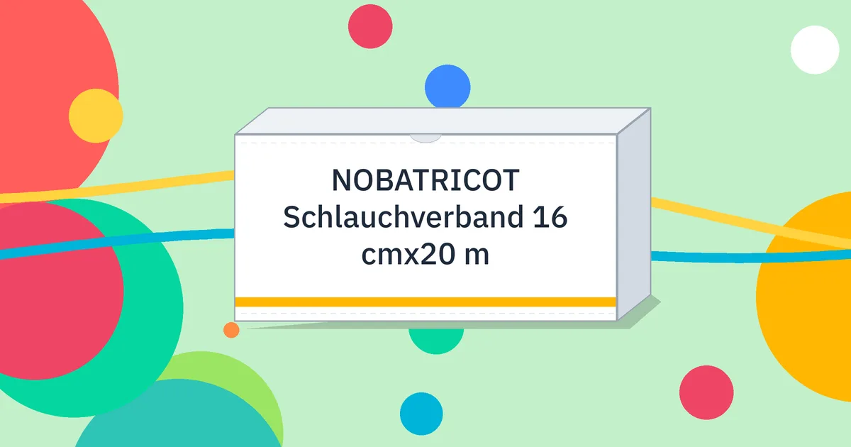 Symbolbild: Packung mit der Aufschrift NOBATRICOT Schlauchverband 16 cmx20 m (PZN 07093950) – Verfügbarkeit und Bezug in Apotheken in Frankfurt am Main