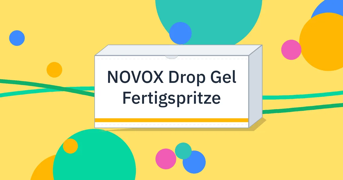 Symbolbild: Packung mit der Aufschrift NOVOX Drop Gel Fertigspritze (PZN 18650460) – Verfügbarkeit und Bezug in Apotheken in Frankfurt am Main