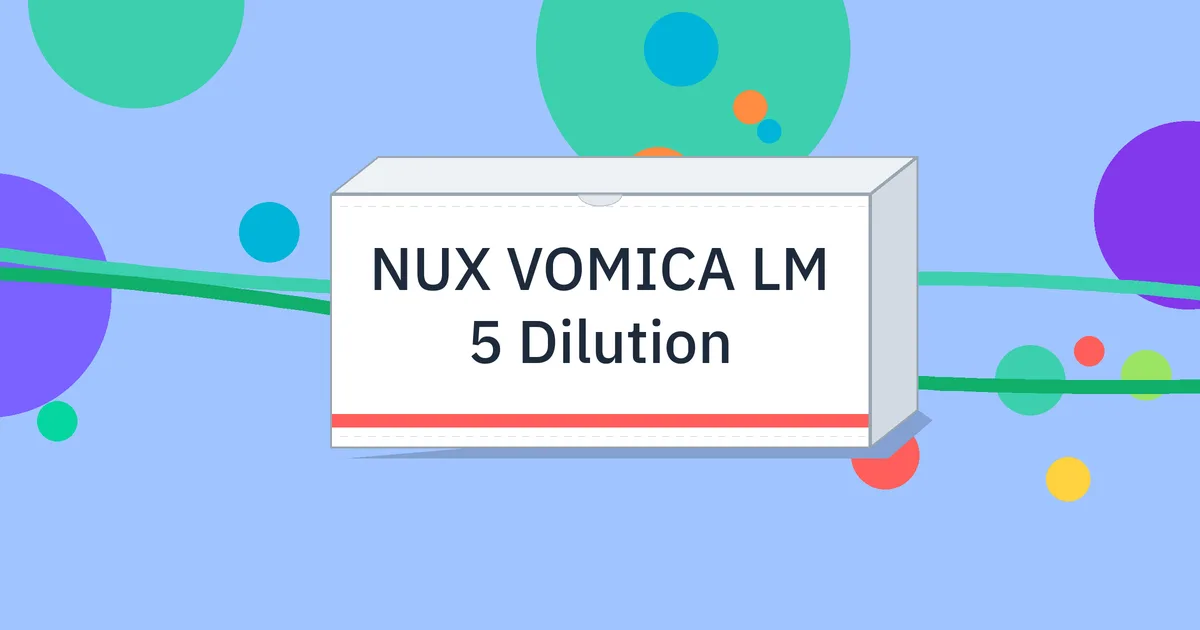 Symbolbild: Packung mit der Aufschrift NUX VOMICA LM 5 Dilution (PZN 12970318) – Verfügbarkeit und Bezug in Apotheken in Frankfurt am Main