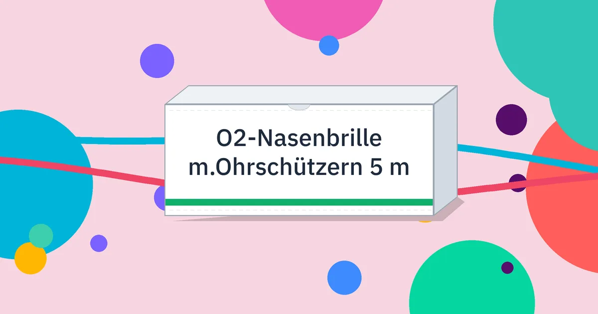 Symbolbild: Packung mit der Aufschrift O2-Nasenbrille m.Ohrschützern 5 m (PZN 17432778) – Verfügbarkeit und Bezug in Apotheken in Frankfurt am Main