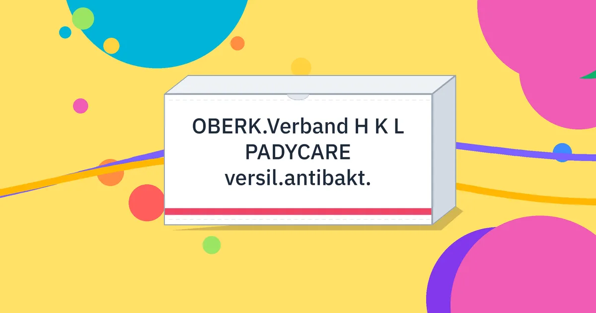 Symbolbild: Packung mit der Aufschrift OBERK.Verband H K L PADYCARE versil.antibakt. (PZN 10939037) – Verfügbarkeit und Bezug in Apotheken in Frankfurt am Main