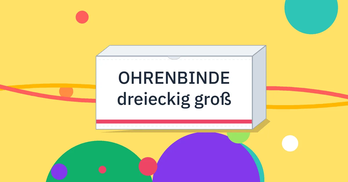 Symbolbild: Packung mit der Aufschrift OHRENBINDE dreieckig groß (PZN 01733012) – Verfügbarkeit und Bezug in Apotheken in Frankfurt am Main