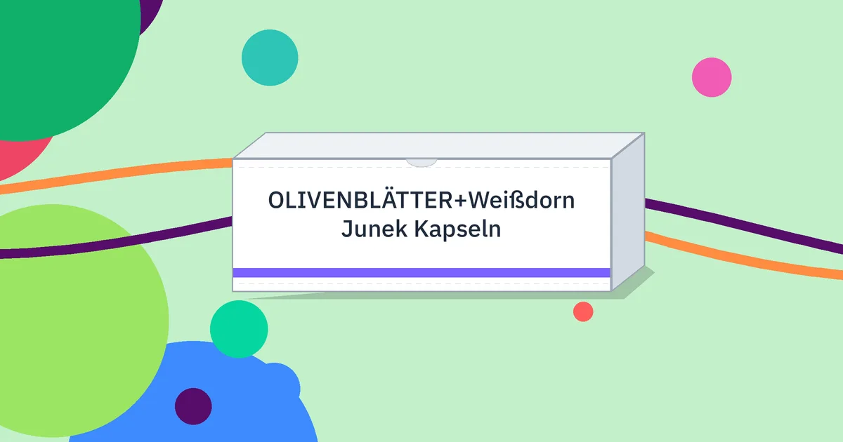 Symbolbild: Packung mit der Aufschrift OLIVENBLÄTTER+Weißdorn Junek Kapseln (PZN 01107131) – Verfügbarkeit und Bezug in Apotheken in Frankfurt am Main
