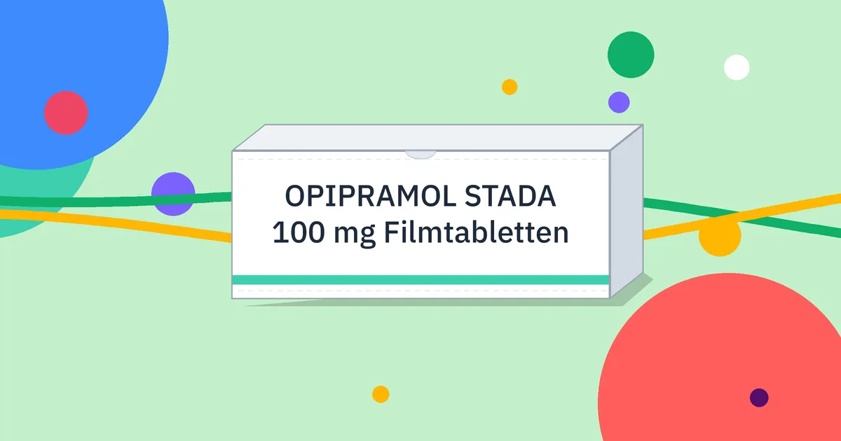 Symbolbild: Packung mit der Aufschrift OPIPRAMOL STADA 100 mg Filmtabletten (PZN 04775956) – Verfügbarkeit und Bezug in Apotheken in Frankfurt am Main