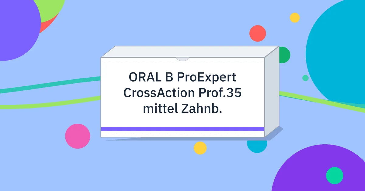 Symbolbild: Packung mit der Aufschrift ORAL B ProExpert CrossAction Prof.35 mittel Zahnb. (PZN 06475141) – Verfügbarkeit und Bezug in Apotheken in Frankfurt am Main