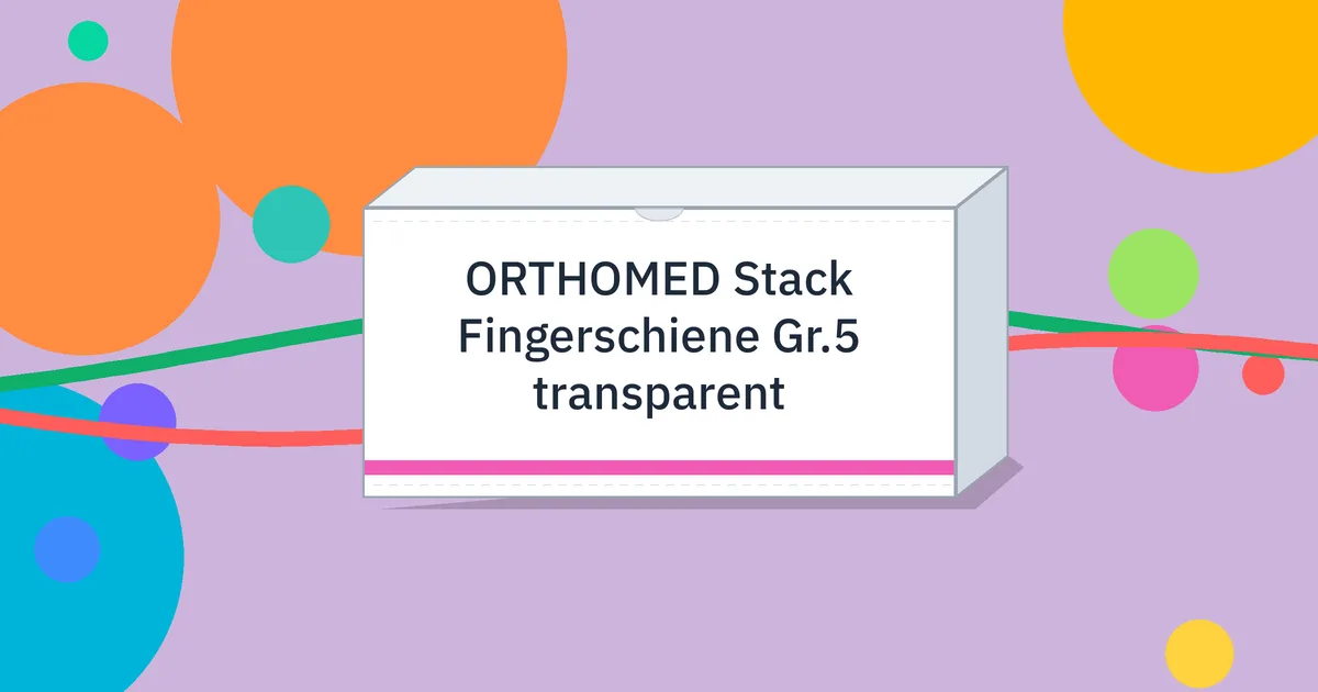 Symbolbild: Packung mit der Aufschrift ORTHOMED Stack Fingerschiene Gr.5 transparent (PZN 19466681) – Verfügbarkeit und Bezug in Apotheken in Frankfurt am Main