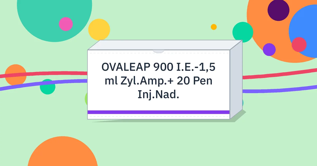 Symbolbild: Packung mit der Aufschrift OVALEAP 900 I.E.-1,5 ml Zyl.Amp.+ 20 Pen Inj.Nad. (PZN 12638073) – Verfügbarkeit und Bezug in Apotheken in Frankfurt am Main