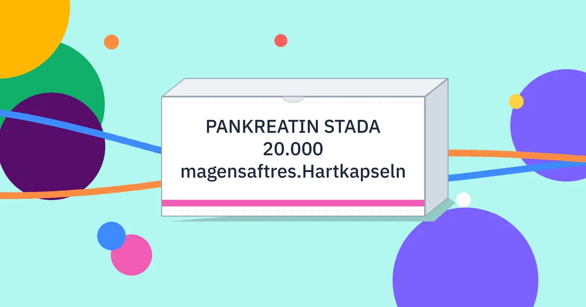 Symbolbild: Packung mit der Aufschrift PANKREATIN STADA 20.000 magensaftres.Hartkapseln (PZN 14307759) – Verfügbarkeit und Bezug in Apotheken in Frankfurt am Main