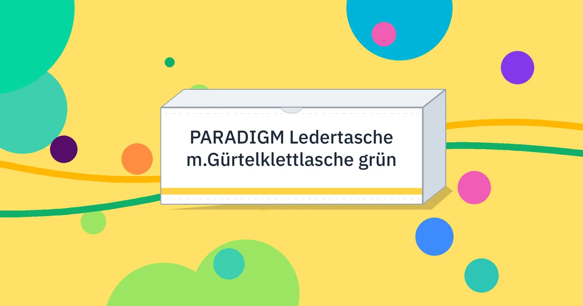 Symbolbild: Packung mit der Aufschrift PARADIGM Ledertasche m.Gürtelklettlasche grün (PZN 01350009) – Verfügbarkeit und Bezug in Apotheken in Frankfurt am Main